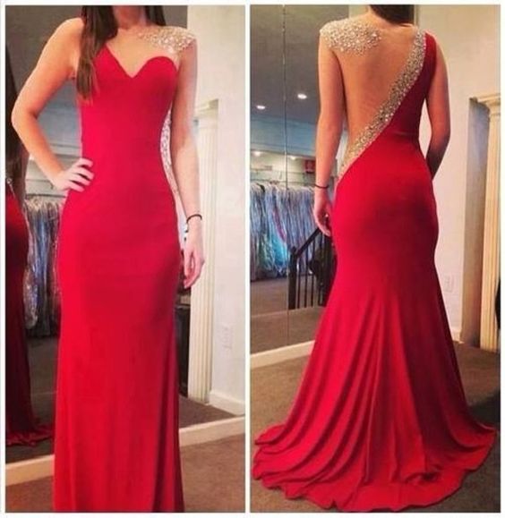 Custom Made 2014 Fashion Sexy Gowns For Proms Sheer Back Scoop